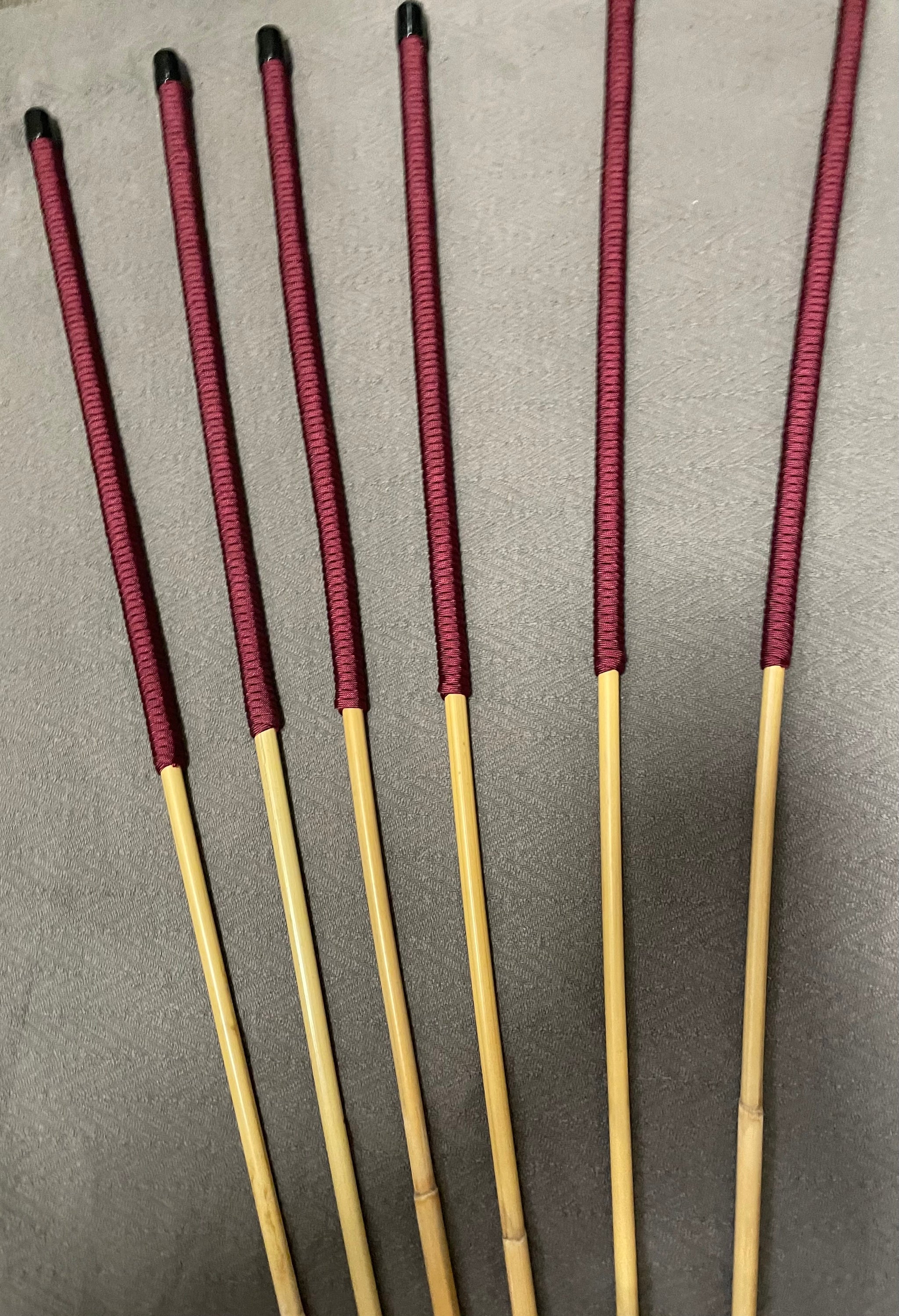 Thick Thuddy Dragon Cane Set of 6 110 cms Burgundy Handles