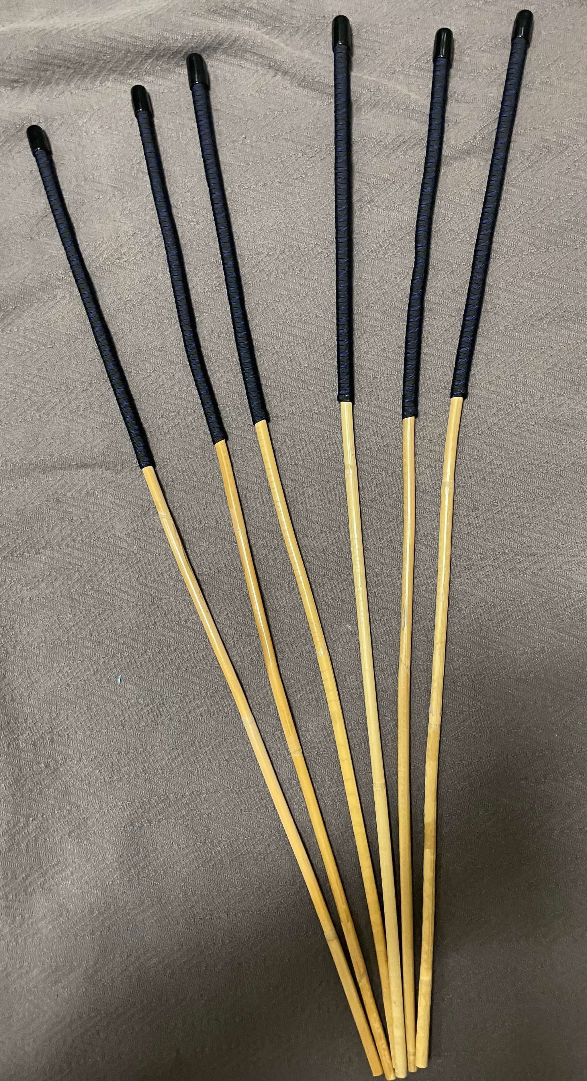 Set of 6 Kooboo Rattan Punishment canes Blue Streak handles