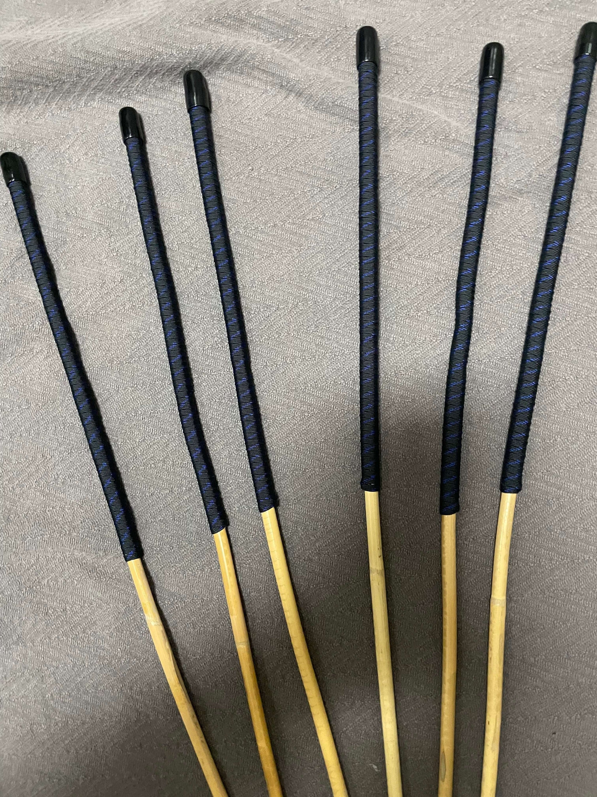 Set of 6 Kooboo Rattan Punishment canes Blue Streak handles