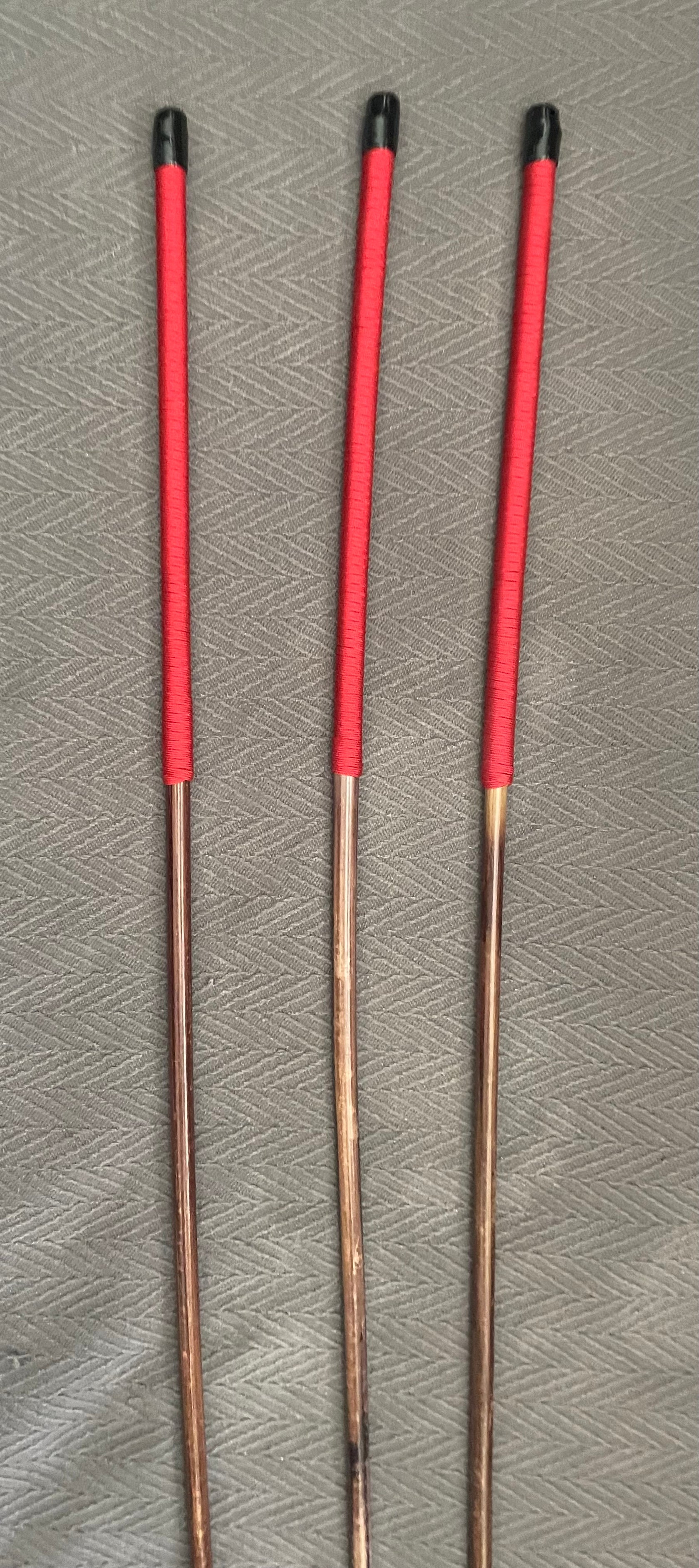 Set of 3 Knotless Smoked Dragon Canes 93 cms Black/ Red Hdls