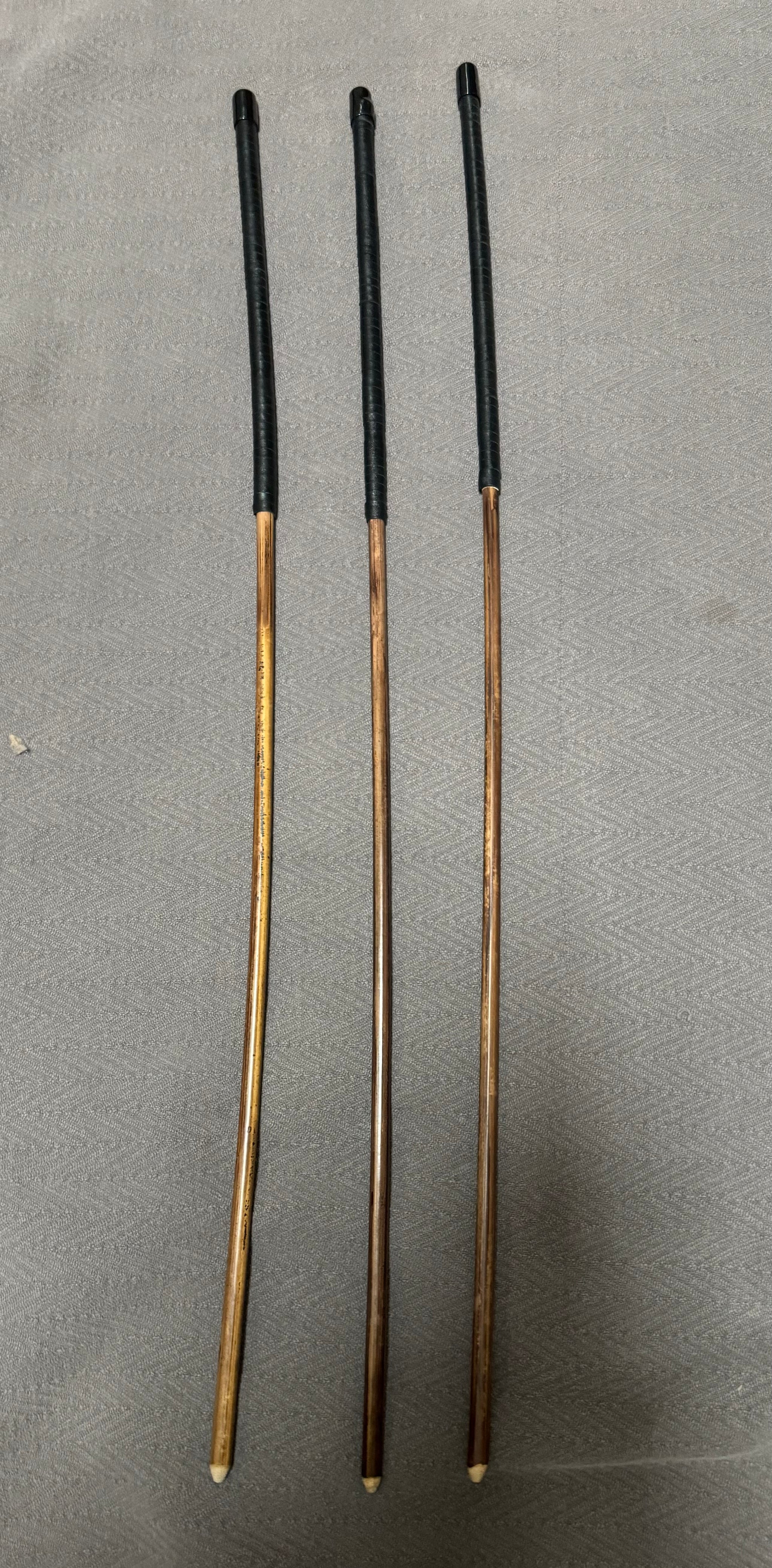 Set of 3 Knotless Smoked Dragon Canes 93 cms Black/ Red Hdls