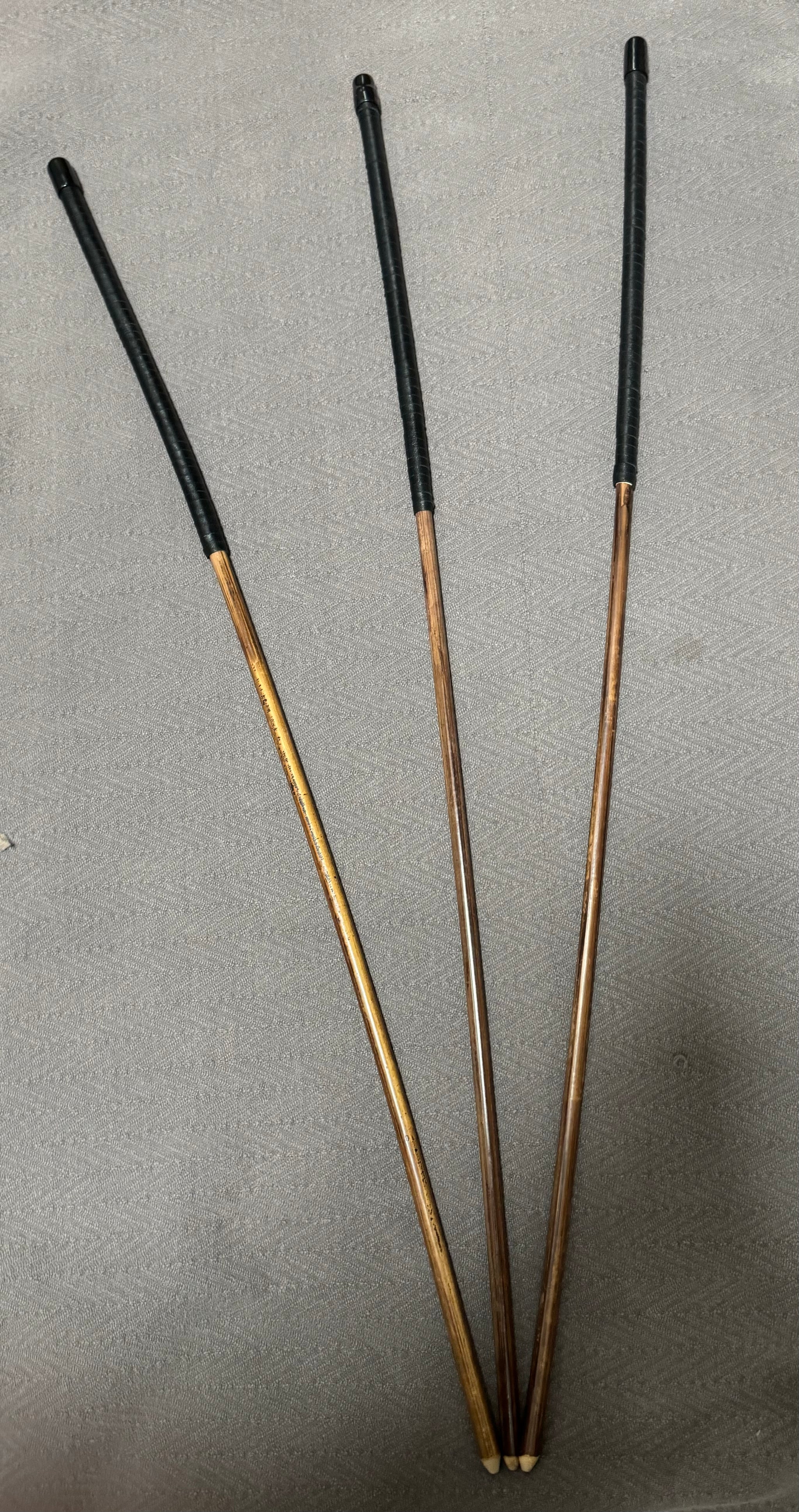 Set of 3 Knotless Smoked Dragon Canes 93 cms Black/ Red Hdls