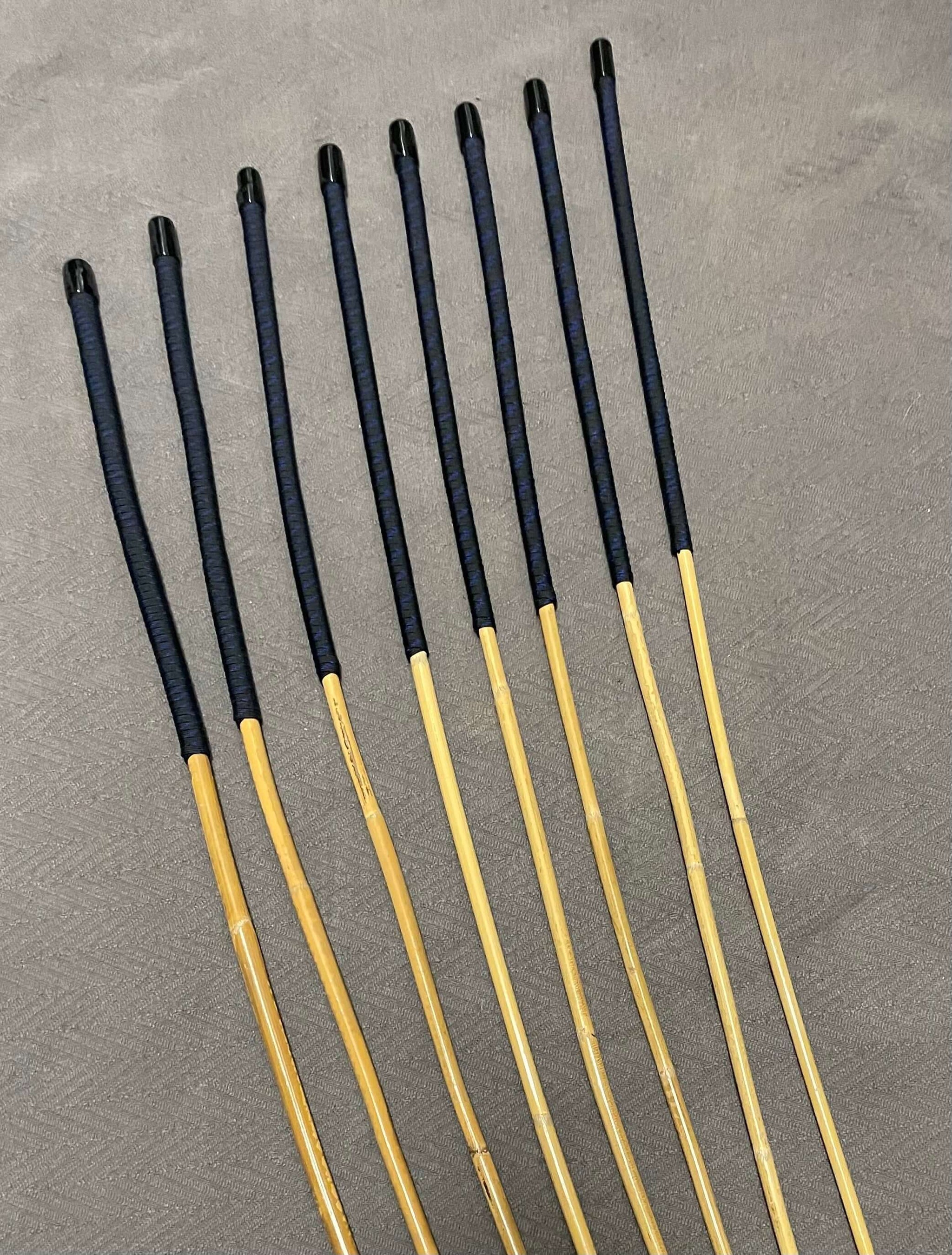 Set of 8 Kooboo Rattan Punishment canes Blue Streak Handles