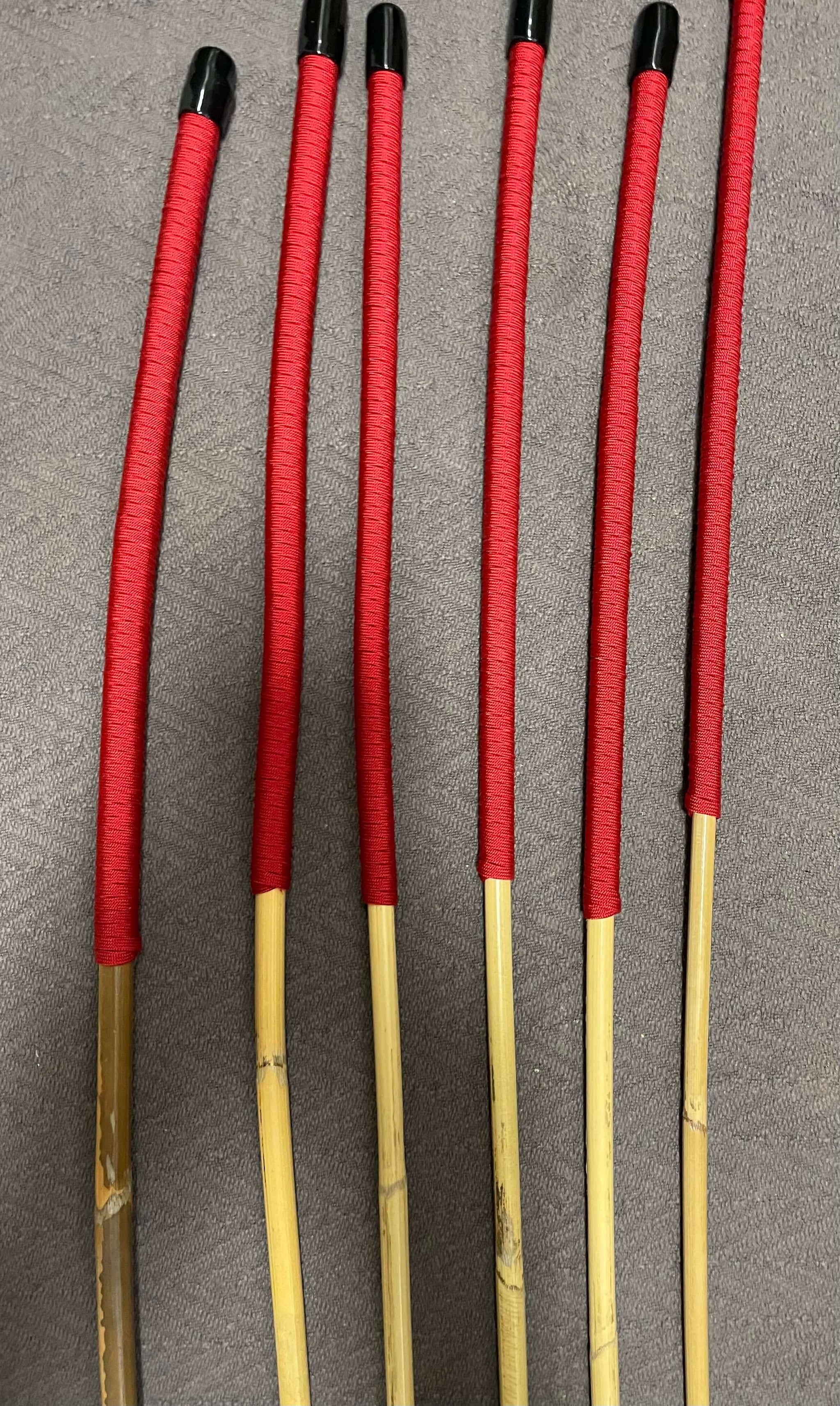 Set of 6 Kooboo Rattan Punishment canes Imperial Red Handles