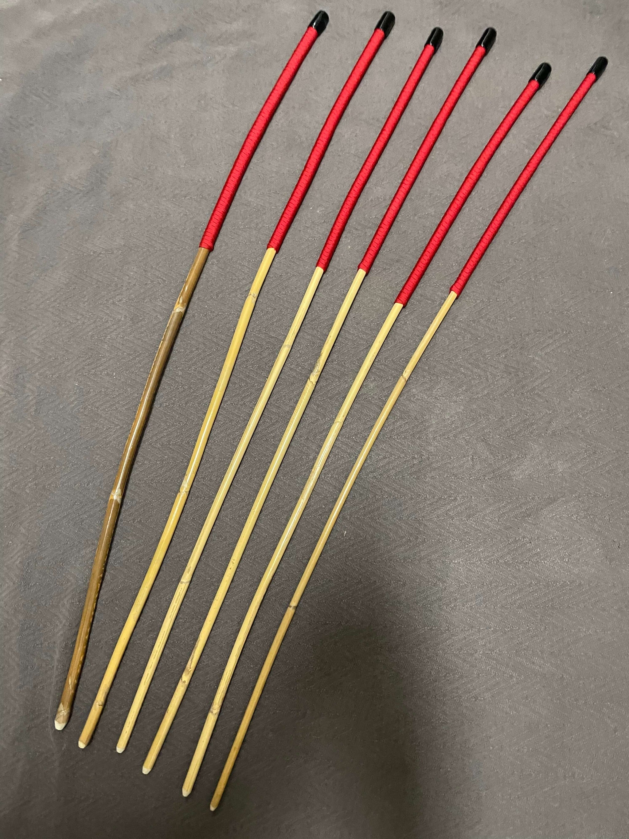 Set of 6 Kooboo Rattan Punishment canes Imperial Red Handles