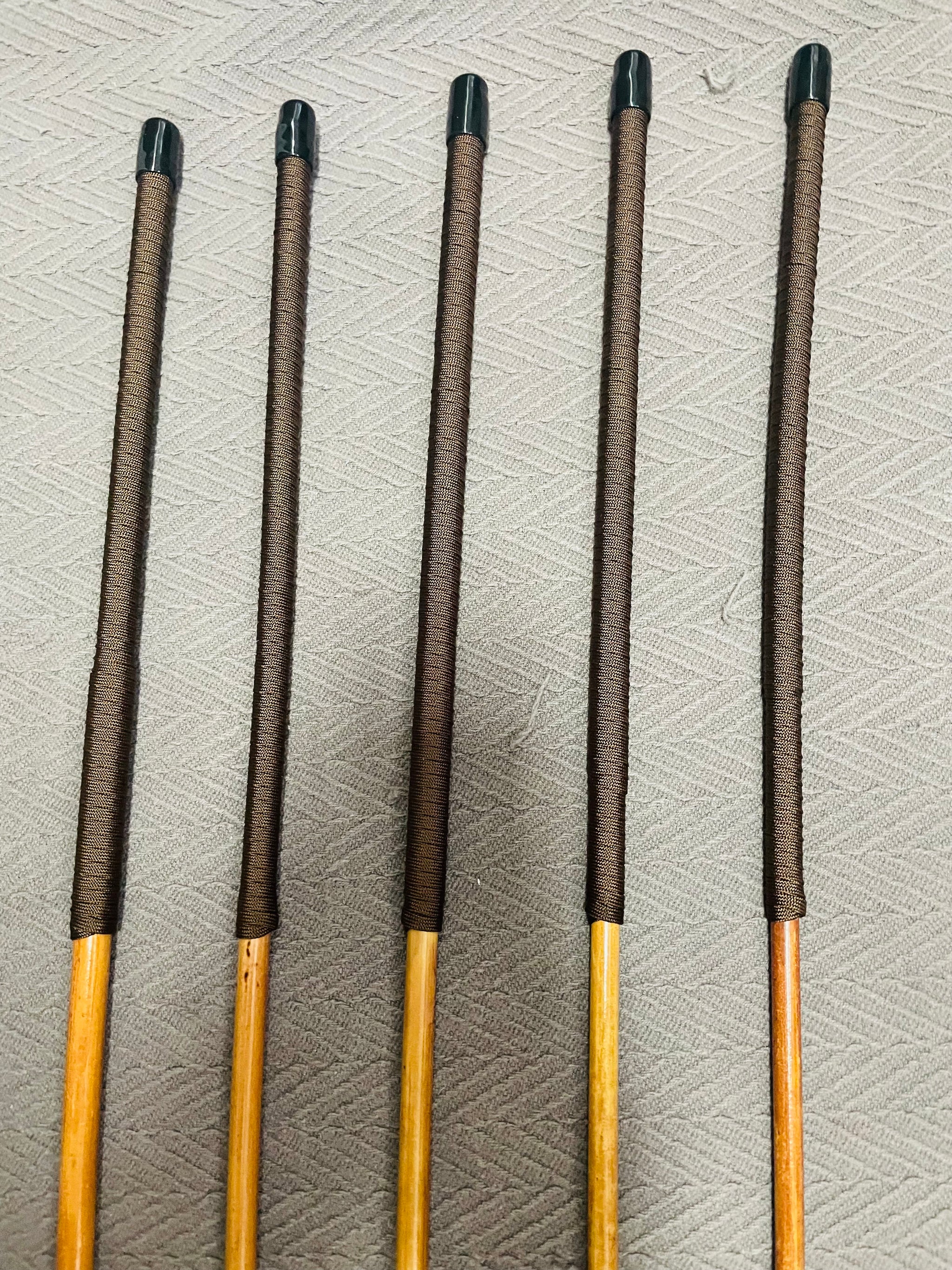 Set of 5 Knotless Golden Smoked Dragon Canes Brown Handles