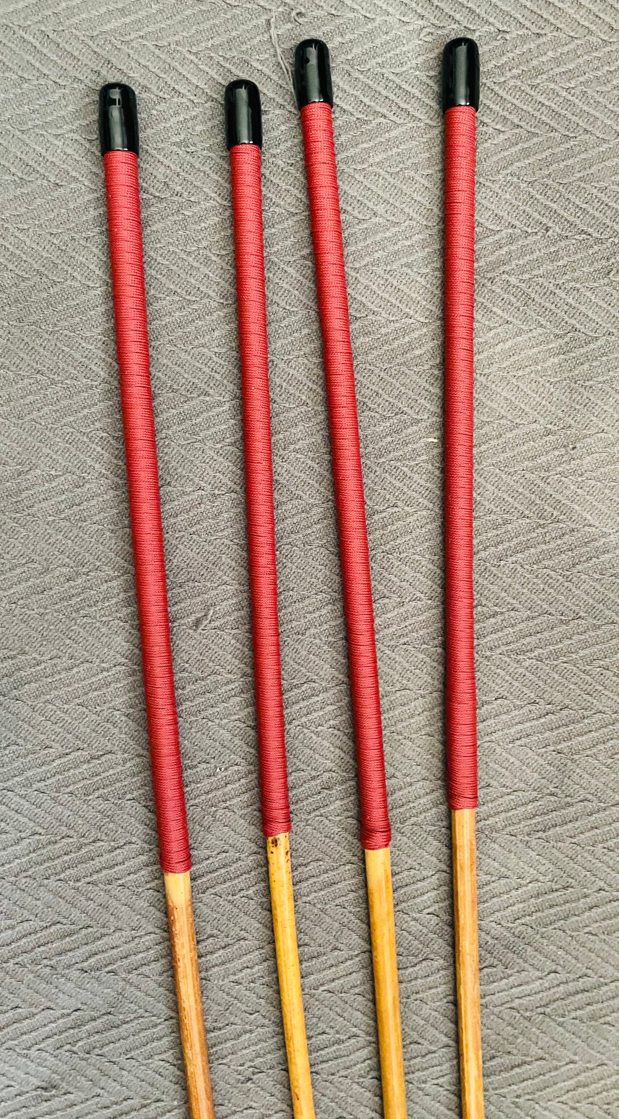 Set of 4 Knotless Golden Smoked Dragon Canes Red Handles
