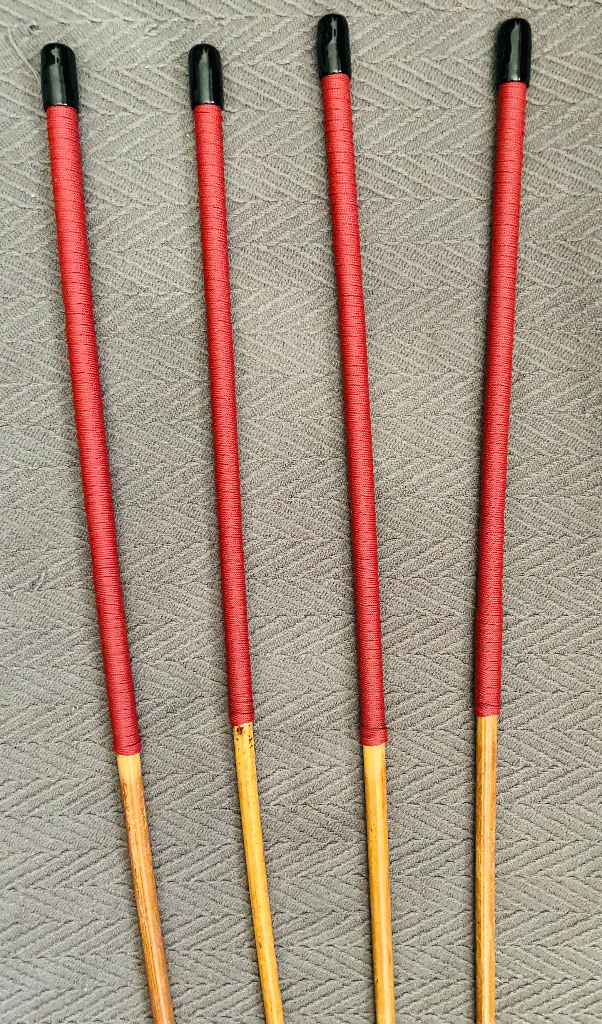 Set of 4 Knotless Golden Smoked Dragon Canes Red Handles