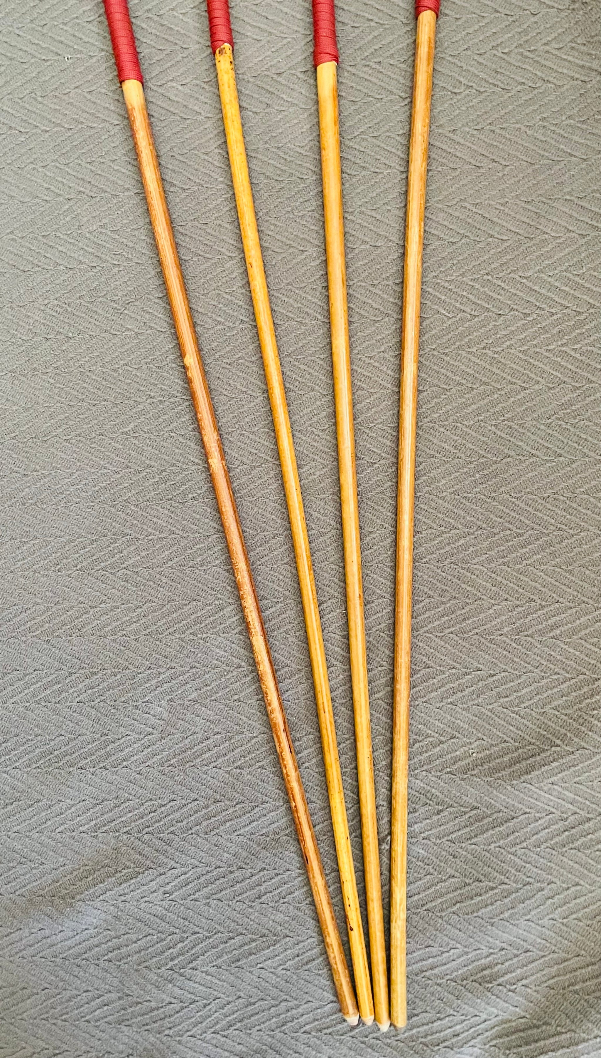 Set of 4 Knotless Golden Smoked Dragon Canes Red Handles
