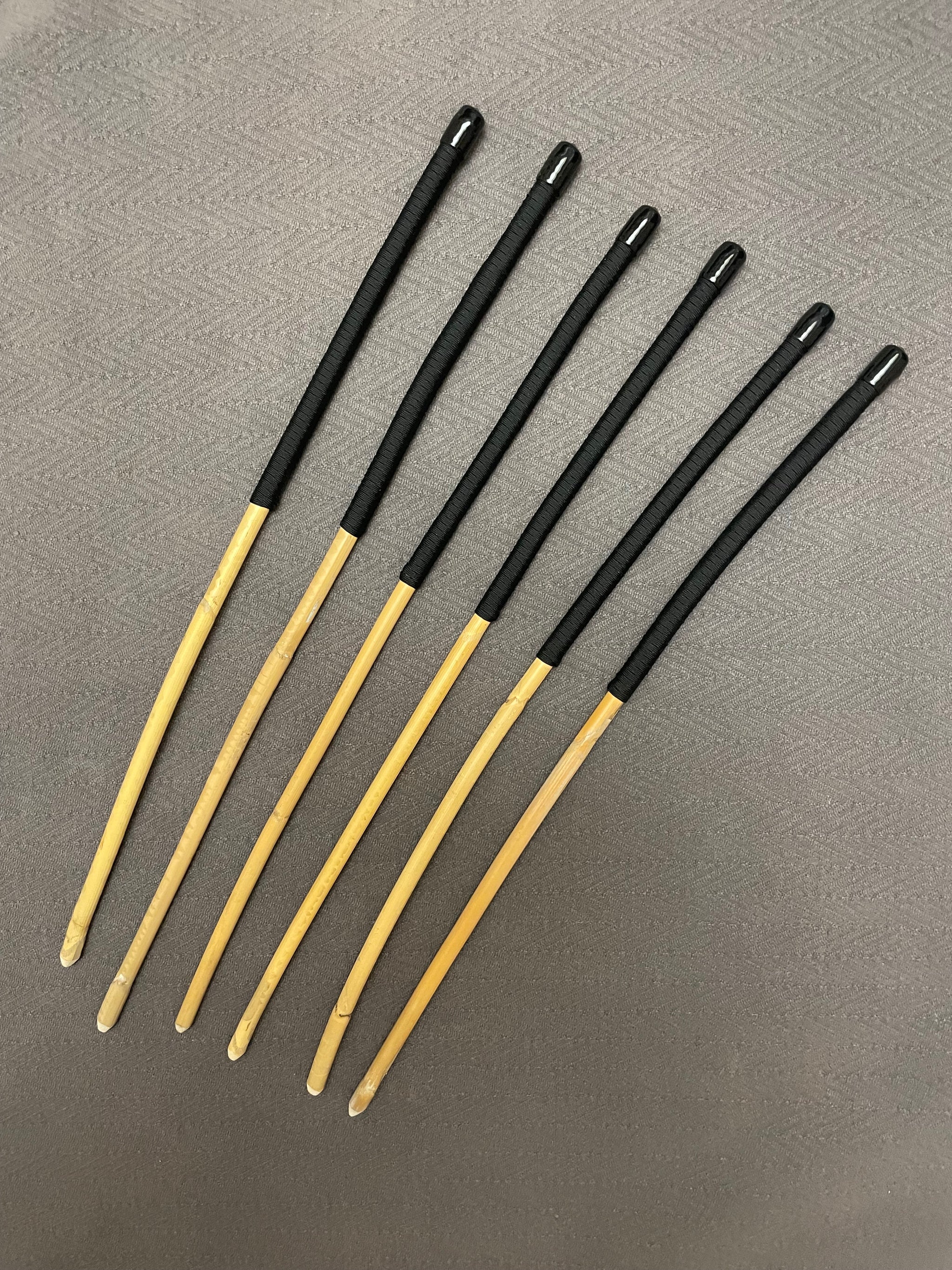Set of 6 Classic Kooboo Rattan OTK Punishment canes with BLACK Handles