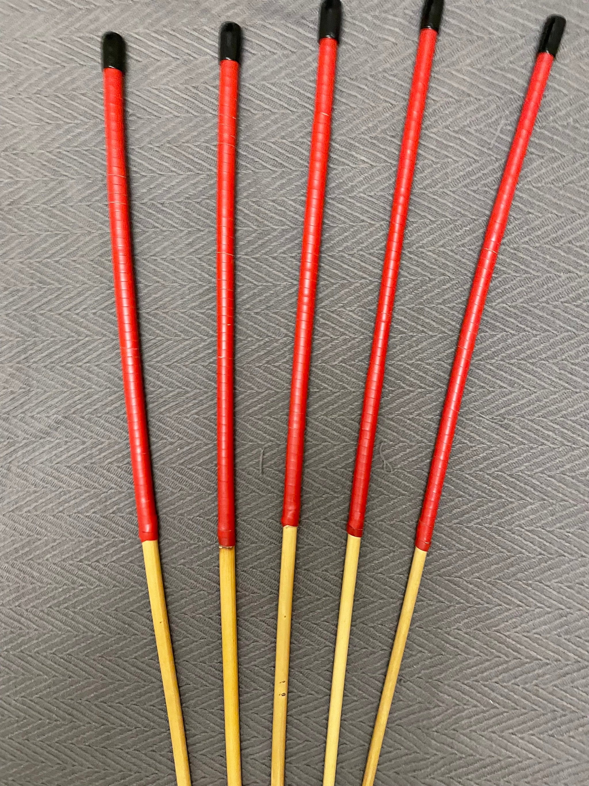 ProDomme Set of 5 dragon canes 105 cms Brandy/Red Roo handle